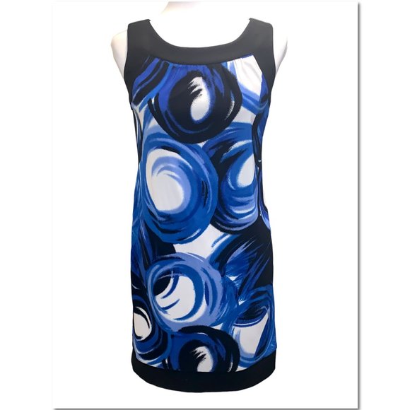 AB Studio | Dresses | Ab Studio Black White And Blue Sleeveless Dress ...